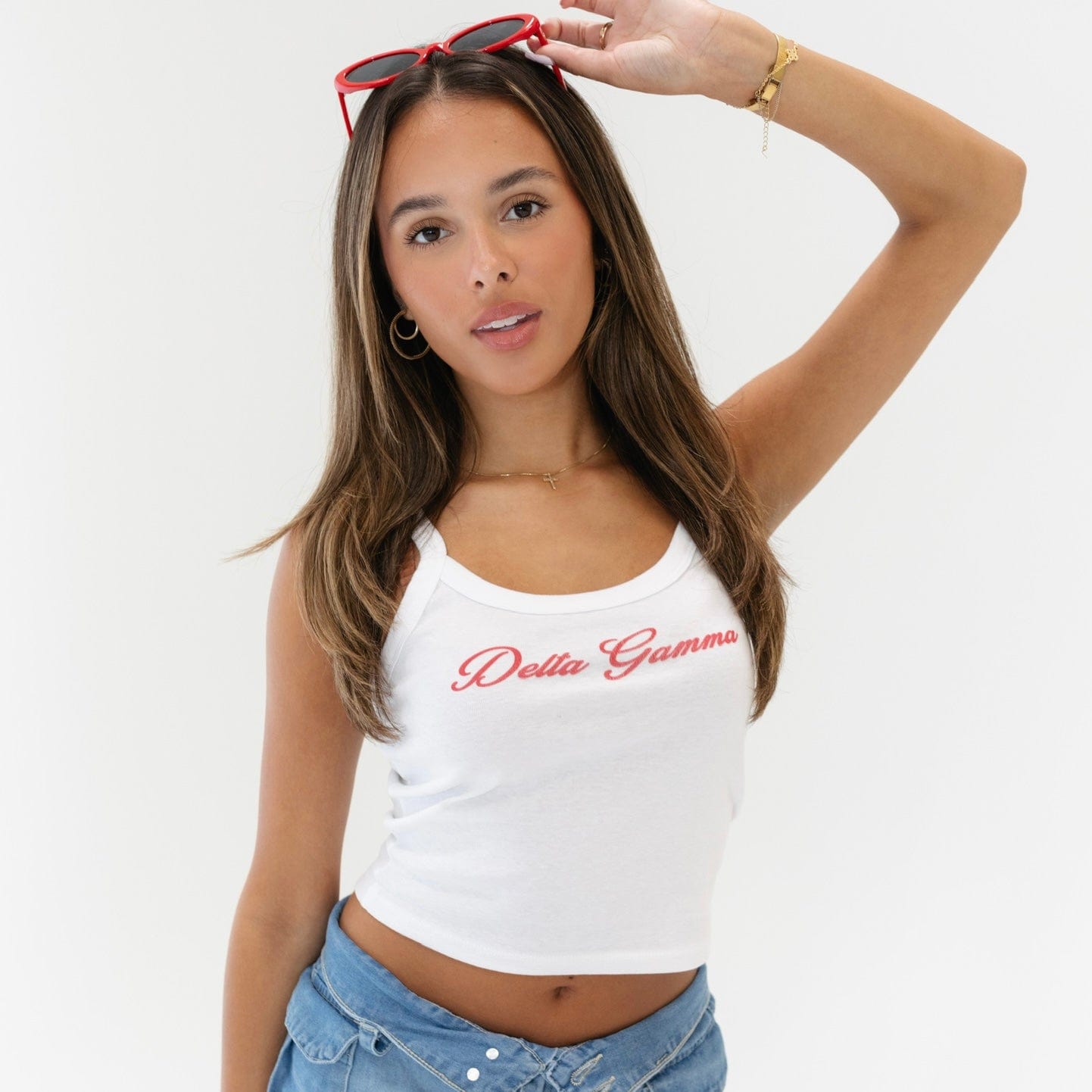 Red Cursive Tank Top by Ali & Ariel | Sorority Apparel | Greek Baby Tee
